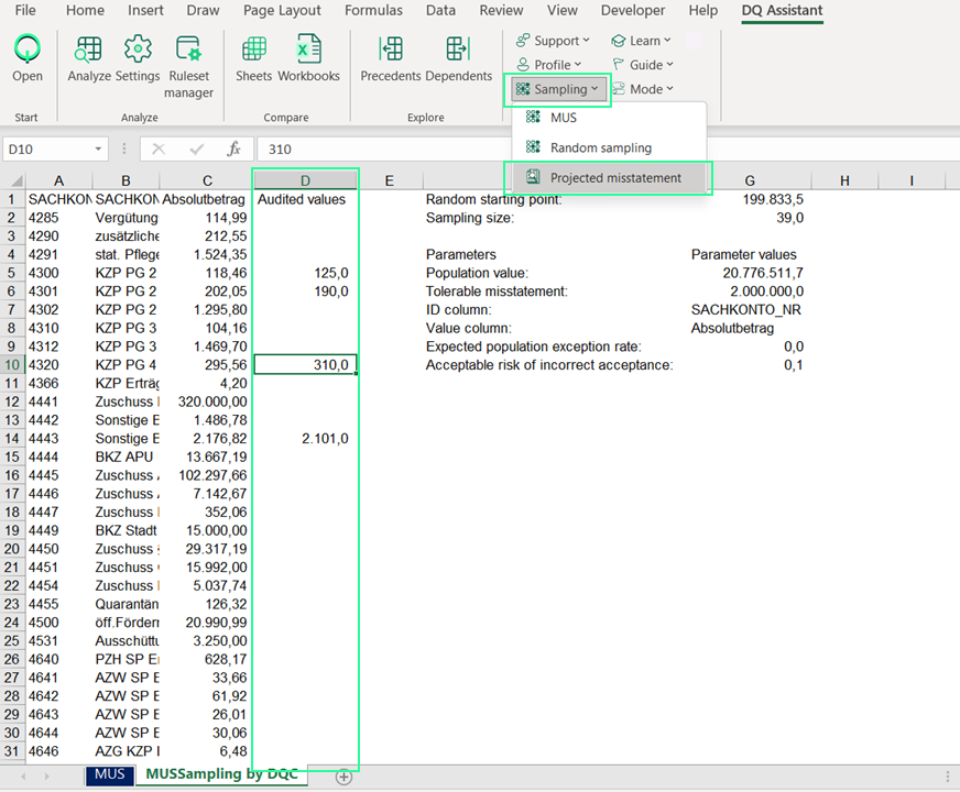 How to perform a Projected Misstatement as part of Monetary Unit ...