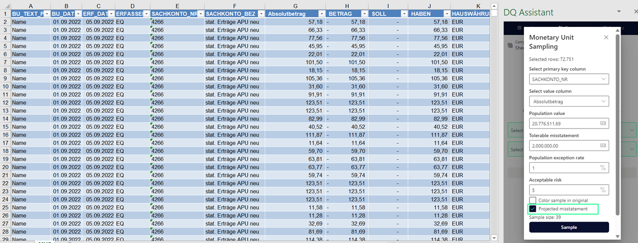 How to perform a Projected Misstatement as part of Monetary Unit ...